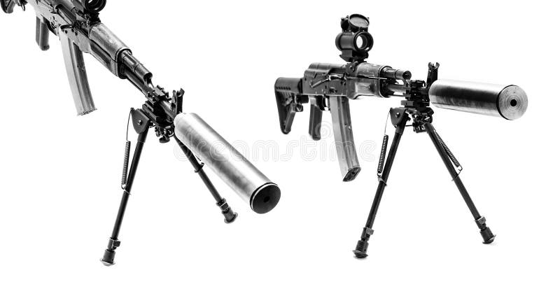 Ak-47 machinegun on bipod stock photo. Image of black - 103820938