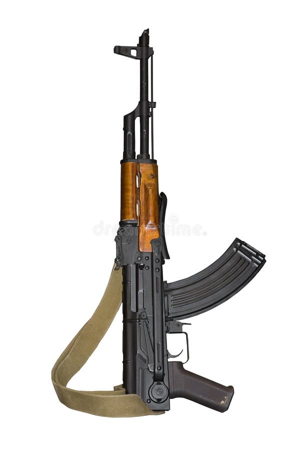 AK Rifle (AKMS) Isolated on White Stock Image - Image of color ...