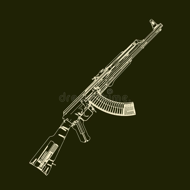 AK 47. Sectional Drawing of a Kalashnikov Assault Rifle Stock ...