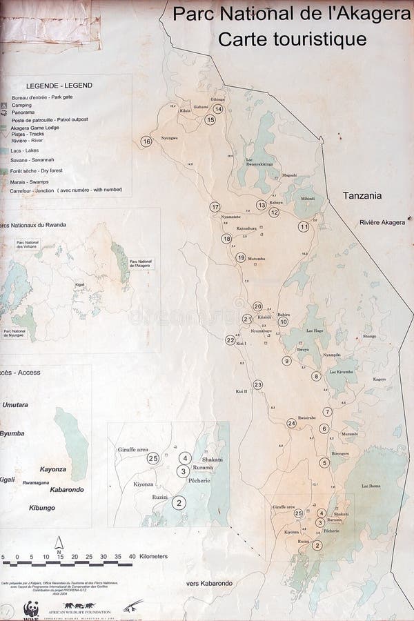 Akagera National Park map editorial stock photo. Image of rwanda - 19776058