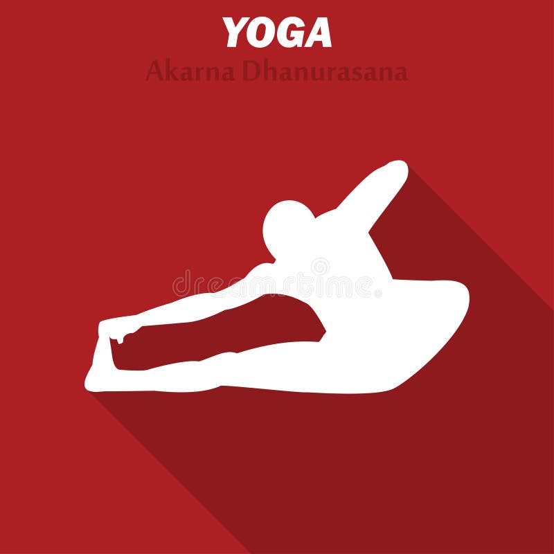 Akarna Dhanurasana. Yoga Workout Icon with Long Shadow Stock ...