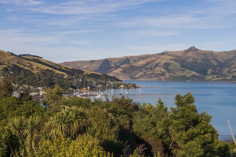 Akaroa bay in New Zealand stock image. Image of water - 8948959