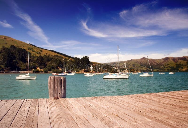 Bay at Akaroa stock image. Image of beach, beautiful - 117351661
