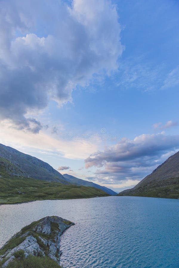 Lower Akchan Lake. Mountain Altai Landscape Stock Image - Image of ...
