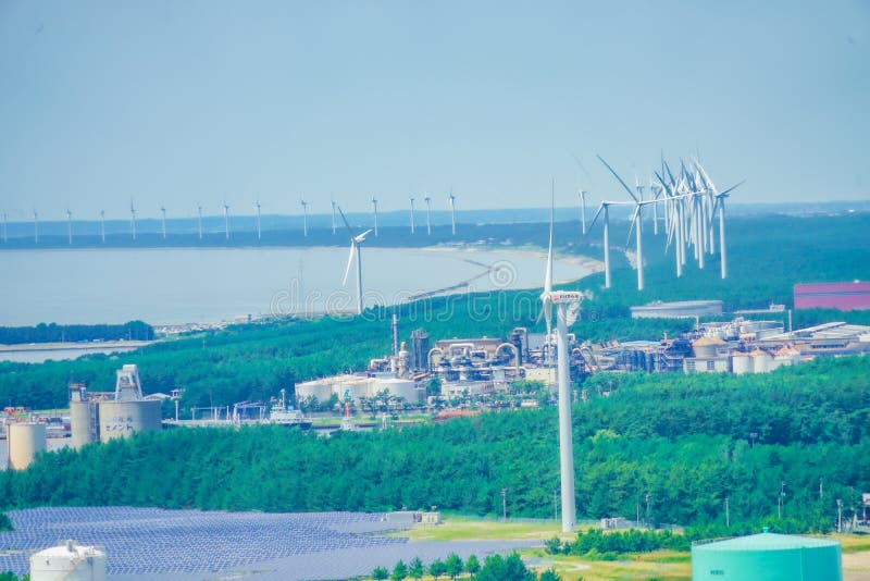 Akita Port Wind Power Generation Stock Image - Image of fishing, nature ...