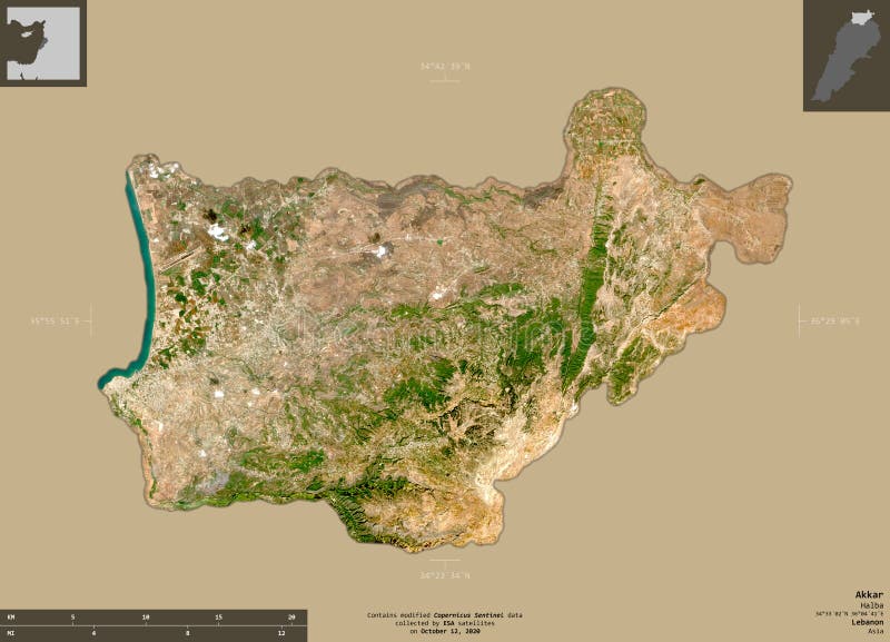 Akkar, Lebanon - Composition. Sentinel-2 Satellite Stock Illustration ...