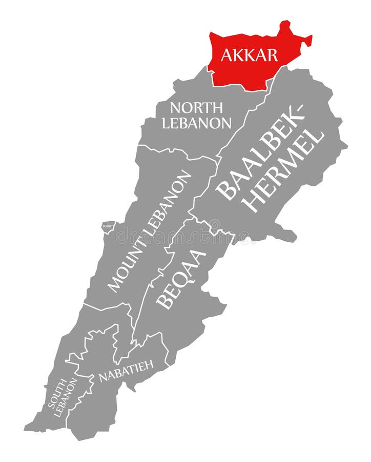 Akkar Red Highlighted in Map of Lebanon 库存例证 - 插画 包括有 概念, 绘图: 166292377