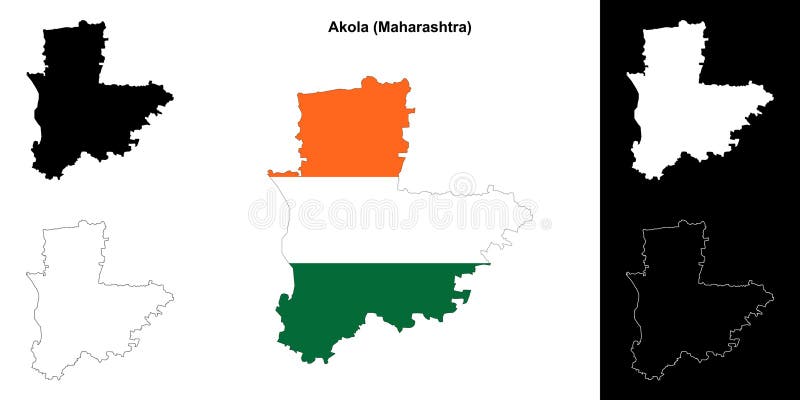 Akola outline map stock vector. Illustration of contour - 368831452