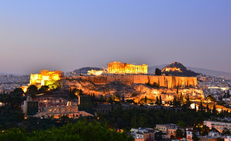 Nad akropolu Athens widok obraz stock. Obraz złożonej z miejsca - 23326577