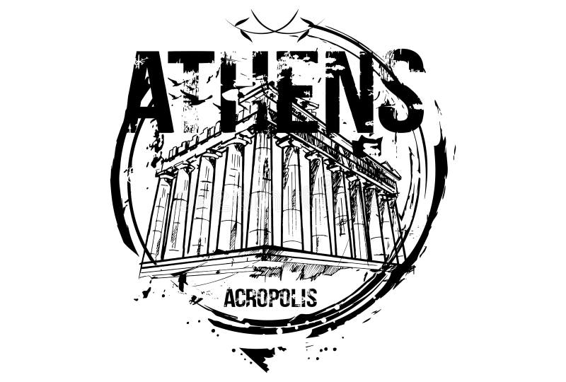 Akropolis Stadtdesign Athens, Griechenland Vektor Abbildung ...