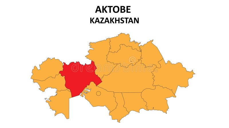 Aktibe Map in Kazakhstan. Vector Map of Kazakhstan. Regions Map of ...
