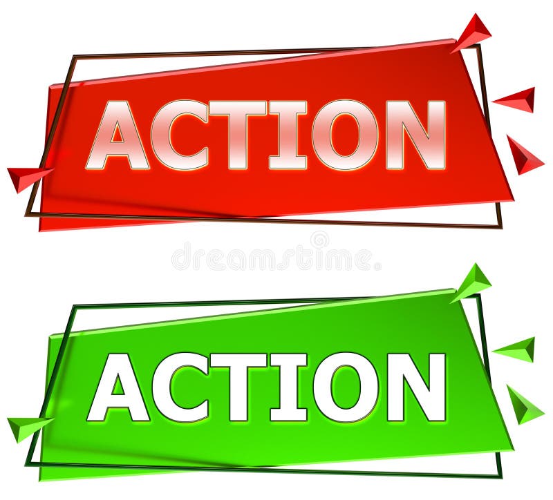 Aktions-Zeichen stock abbildung. Illustration von graphik - 112499940