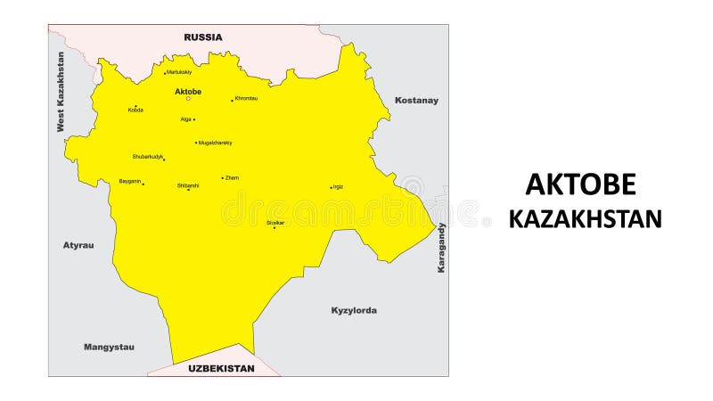 Aktobe Map. District Map of Kazakhstan in Color with Capital. District ...