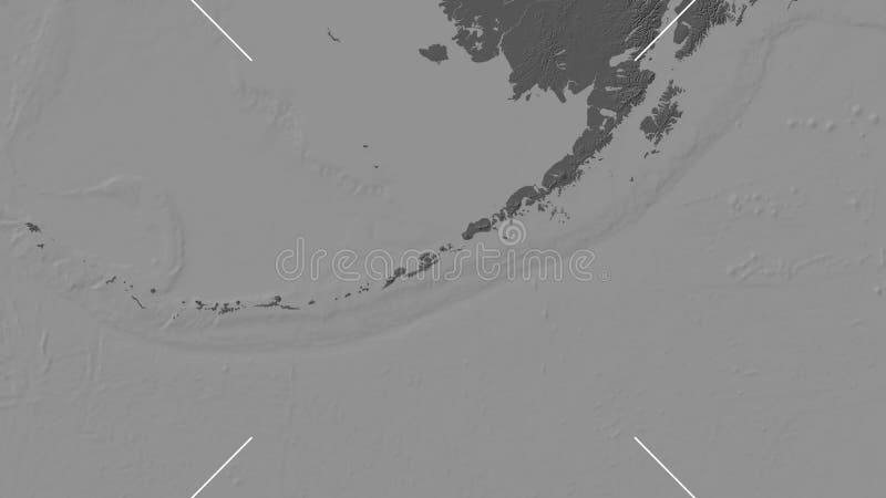 Akutan Island in the Bering Sea. Bilevel Map. Zoom Stock Footage ...