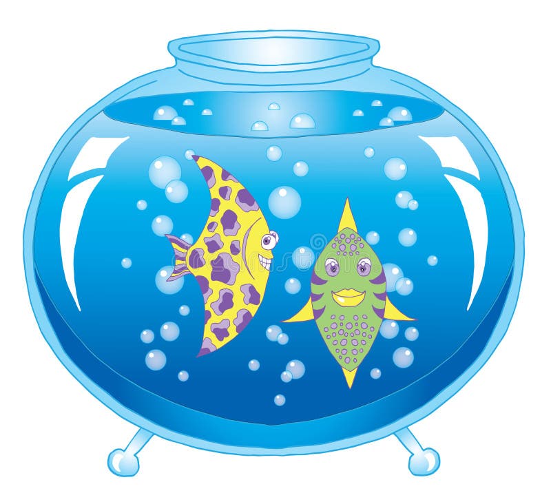 Akvarium Med Par Av Den Exotiska Fisken Vektor Illustrationer ...