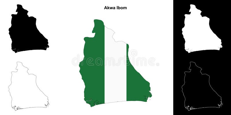 Akwa Ibom outline map stock vector. Illustration of contour - 356522227