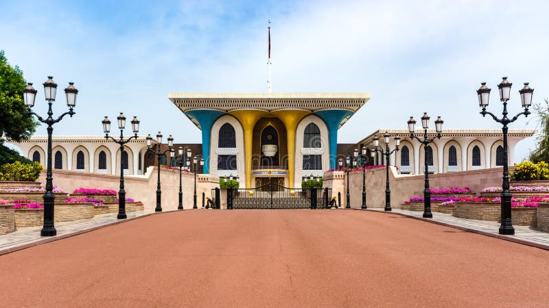 Al Alam Palace Under the Sunlight and a Blue Cloudy Sky in Muscat, Oman ...