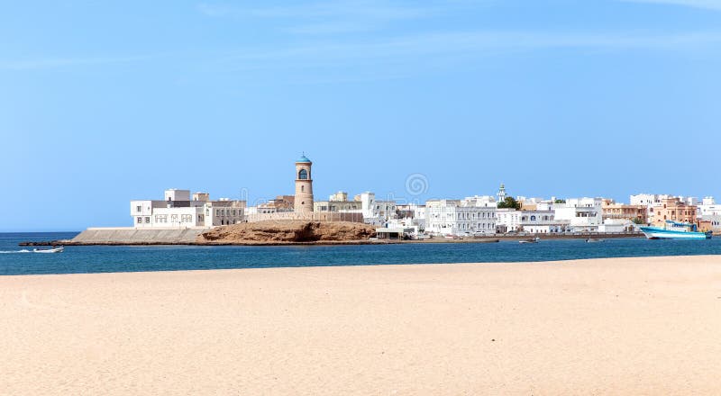 Al-Ayjah Lighthouse on Cape in City of Sur. Sultanate Oman Stock Image ...