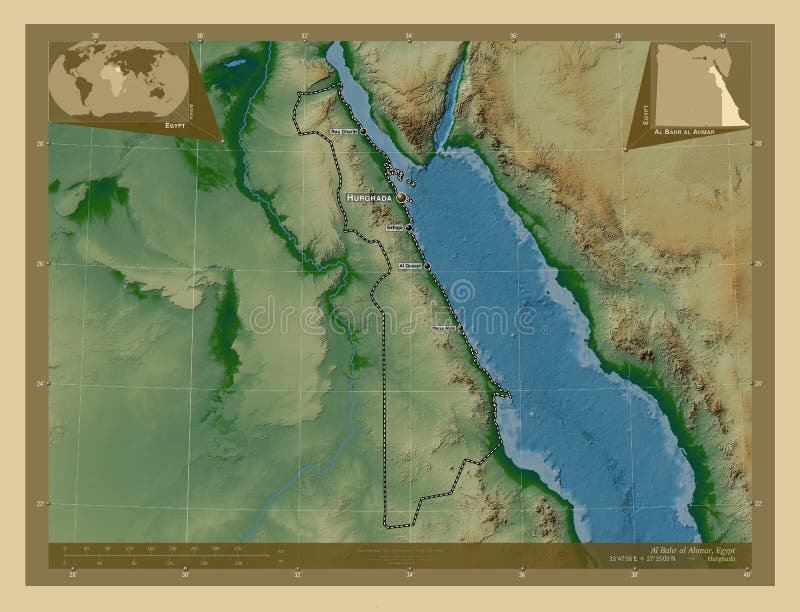 Al Bahr Al Ahmar Egypt Physical Labelled Points Of Cities Stock Illustration Illustration