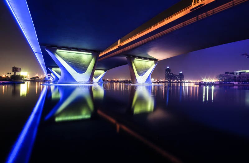 Al Garhoud Bridge Dubai stock image. Image of crossing - 56345753