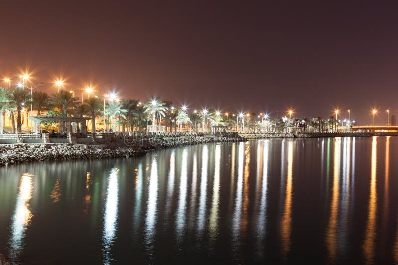 Al Ghous Corniche in Muharraq, Bahrain Stock Image - Image of evening ...