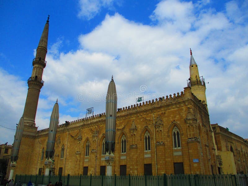 Al Hussein mosque in Cairo stock photo. Image of mosque - 224712924