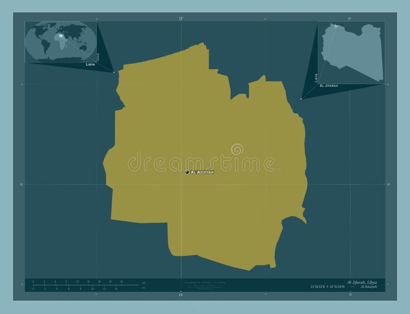 Al Jifarah, Libya. Solid. Labelled Points of Cities Stock Illustration ...