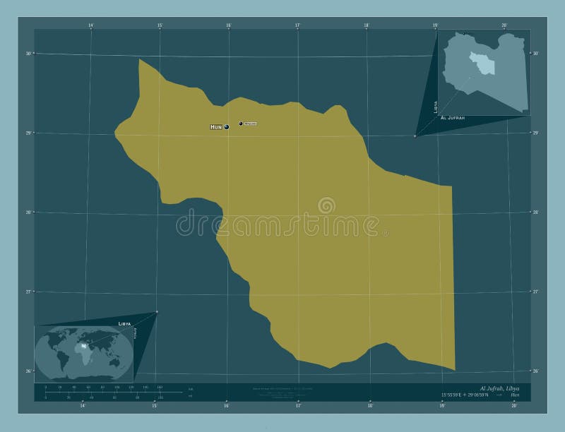 Al Jufrah, Libya. Solid. Labelled Points of Cities Stock Illustration ...