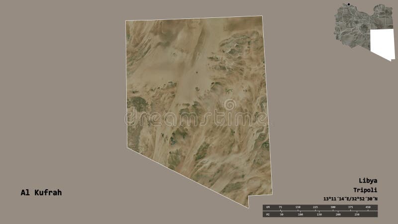 Al Kufrah, District of Libya, Zoomed. Satellite Stock Illustration ...