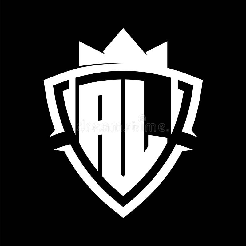 AL Letter Monogram with Triangle Curve Shield Shape with Crown White ...