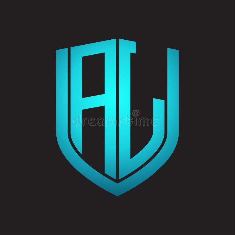 AL Logo Monogram with Emblem Shield Design Isolated with Blue Colors on ...
