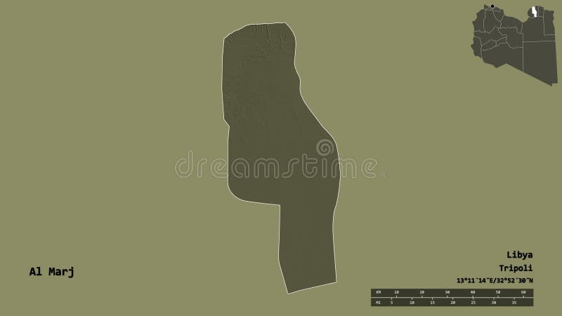 Al Marj, District of Libya, Zoomed. Administrative Stock Illustration ...