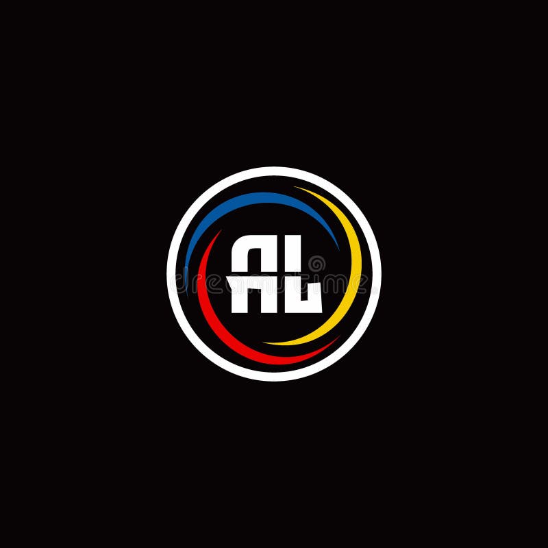 AL Monogram Logo Isolated on Circle Shape with 3 Slash Colors Rounded ...