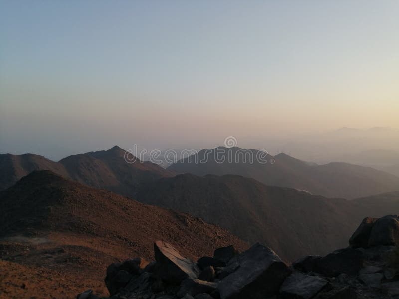 Al Rabi mountain range stock photo. Image of sunrise - 225151798