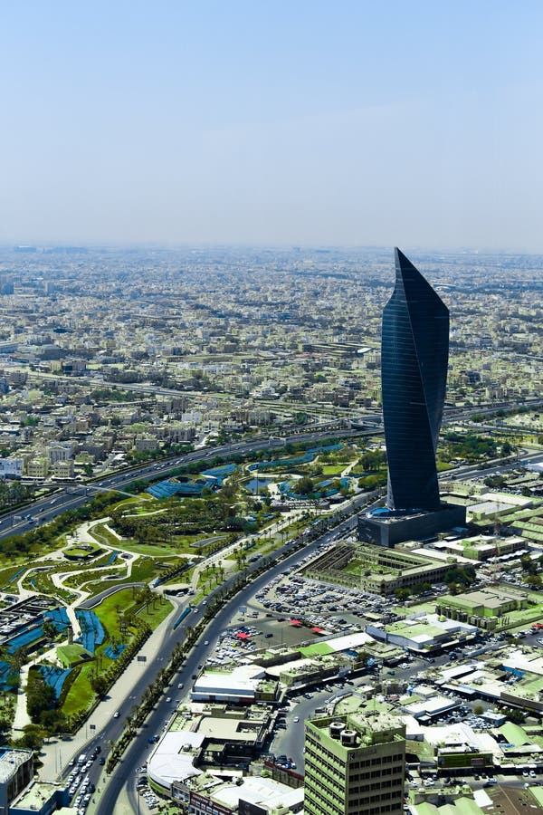 Al Tijaria Tower, and Al Shaheed Park, from Al Hamra Tower. Stock Image ...