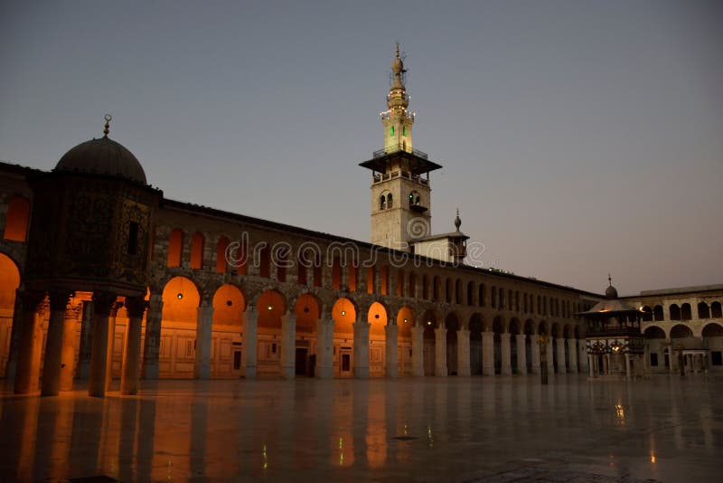 Al Umayyad Mosque in the Evening, Damascus, Syria Stock Image - Image ...