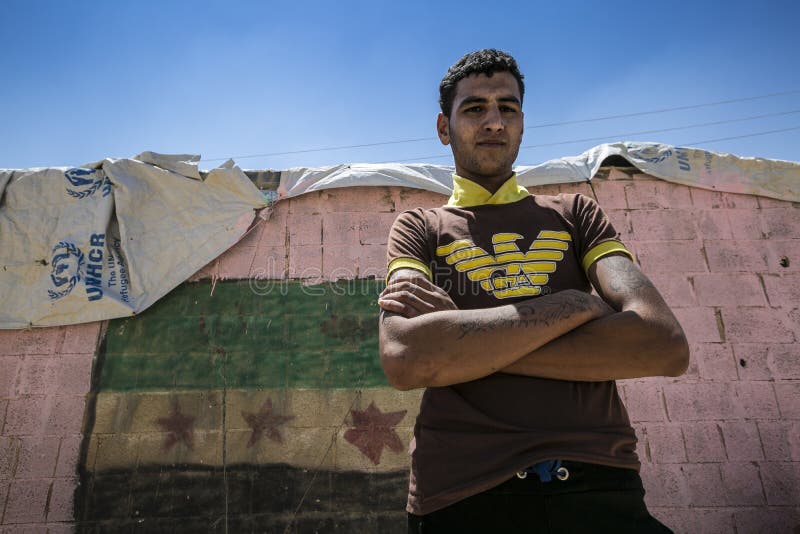 Al Zaatari refugee camp editorial stock photo. Image of wire - 56393718