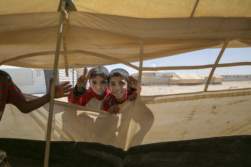 Al Zaatari refugee camp editorial stock photo. Image of refugee - 56393718