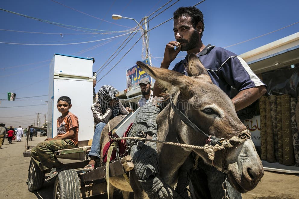 Al Zaatari refugee camp editorial stock image. Image of zaatari - 56394314