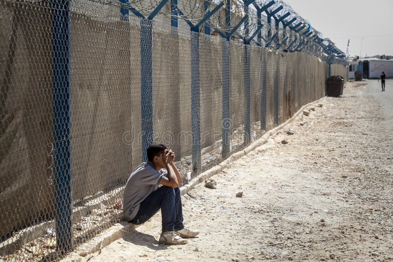 Al Zaatari refugee camp editorial stock photo. Image of wall - 56395093