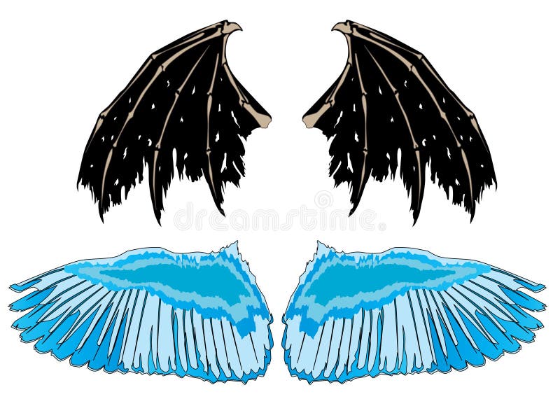 Ala-angelo-demone illustrazione vettoriale. Illustrazione di insiemi ...