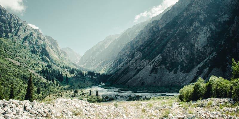 Ala-Archa Gorge stock photo. Image of snowy, sunset, mountains - 94224912