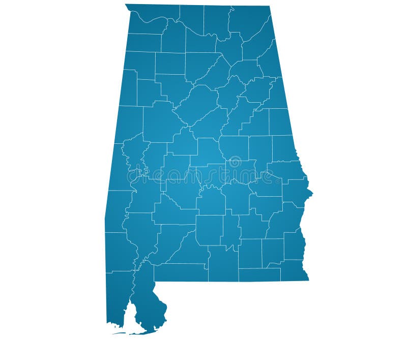 Alabama Administrative Map. Counties on Alabama Map, Blank Map, Empty ...