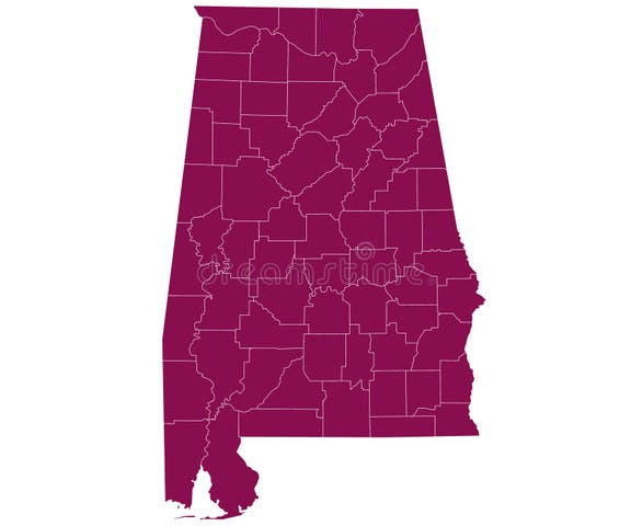 Alabama Administrative Map. Counties on Alabama Map, Blank Map, Empty ...