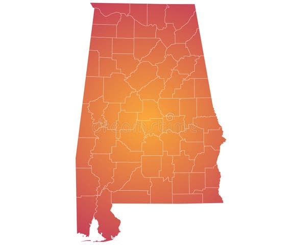 Alabama Administrative Map. Counties on Alabama Map, Blank Map, Empty ...