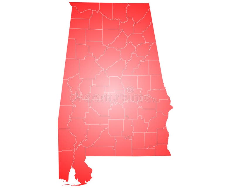 Alabama Administrative Map. Counties on Alabama Map, Blank Map, Empty ...