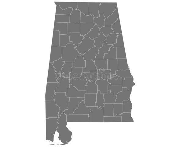 Alabama Administrative Map. Counties on Alabama Map, Blank Map, Empty ...