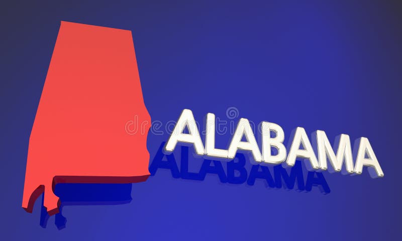 Alabama AL Red State Map Name Stock Illustratie - Illustration of ...
