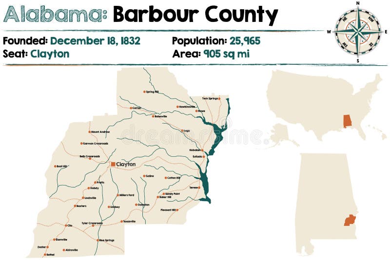 Barbour County, Alabama County's In Alabama, Verenigde Staten Van ...