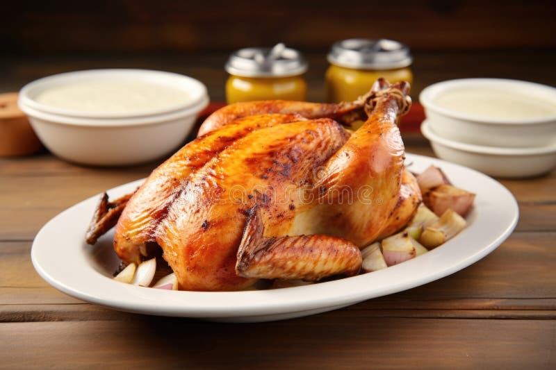 Alabama Chicken with White Bbq Sauce on a White Ceramic Plate Stock ...